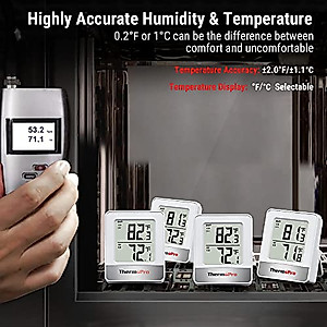 ThermoPro Indoor Outdoor Thermometer Wireless TP200B, Thermometer indoor outdoor with Temperature Sensor Up to 500FT, Outdoor Thermometers for Patio Garden Cellar Home Room