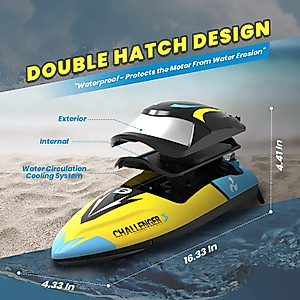 DEERC Brushless RC Boat, 30+ mph Fast Remote Control Boats with Never Capsize&Low Battery Alarm Function, 2.4GHz Racing Boat with LED Lights for Pools&Lakes, Speed Boat Toy for Adults Boys&Girls