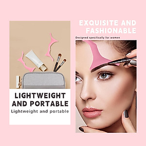 HOSAILY Silicone Eyebrow Stencils, 6 in 1 Reusable Eyebrow Template for Brow Stamp, 6 Eyebrow Shapes Beginners Friendly Eye Makeup Aid Brow Buddy Beauty Ruler, Professional Quick Eye Makeup Tool-Pink