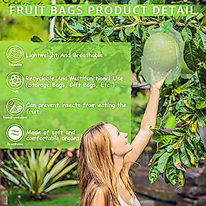 MIXC 50 Pcs Fruit Protection Bags,6''×8''Fruit Netting Bags for Fruit Trees Fruit Cover Mesh Bag with Drawstring Netting Barrier Bags for Plant Fruit Flower