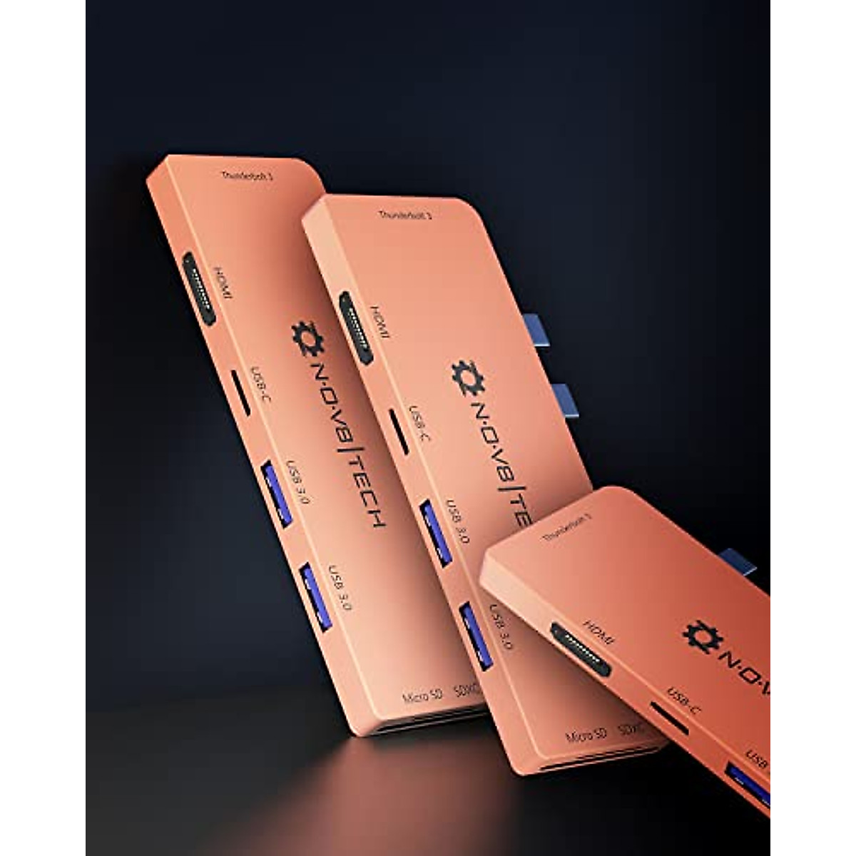 Nov8tech USB C Hub for MacBook Pro & Air M1/M2/M3 2023/2022-2016 - 7 in 2 USB C to C Adapter, Multi Port Dongle for High-Speed Data Transfer Upto 5Gbps - 4K HDMI Adapter for Laptop (Gold)