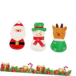 NOLITOY 3 pcs Color Silverware Holders for Holder Dining Fork Table Pocket Holiday Dinner Storage Cover Claus Christmas Elements Decor Festival Supplies Kitchen Spoon Utensil Pockets