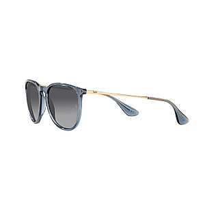 Ray-Ban RB4171 Erika Round Sunglasses, Transparent Blue/Polarized Grey Gradient, 54 mm