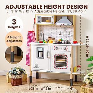 Tinysure Play Kitchen for Kids - Toy Kitchen Set for Toddlers with Realistic Lights and Sounds, Kids Kitchen Playset with Abundant Toy Food Set, Best Gift for Kids Ages 3+