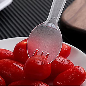 100PCS Disposable Sporks, Individually Wrappe Eco-Friendly Durable Plastic Spork, 2 in 1 Forks and Spoons Great for School Lunch, Picnics or Restaurant and Party Supply (Clear)