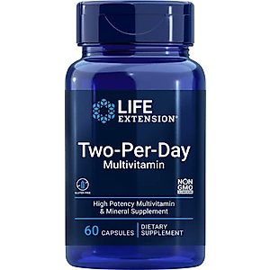 Life Extension Two-Per-Day Multivitamin - A Healthy Dose of Vitamins & Minerals – Gluten-Free – Non-GMO – 60 Capsules