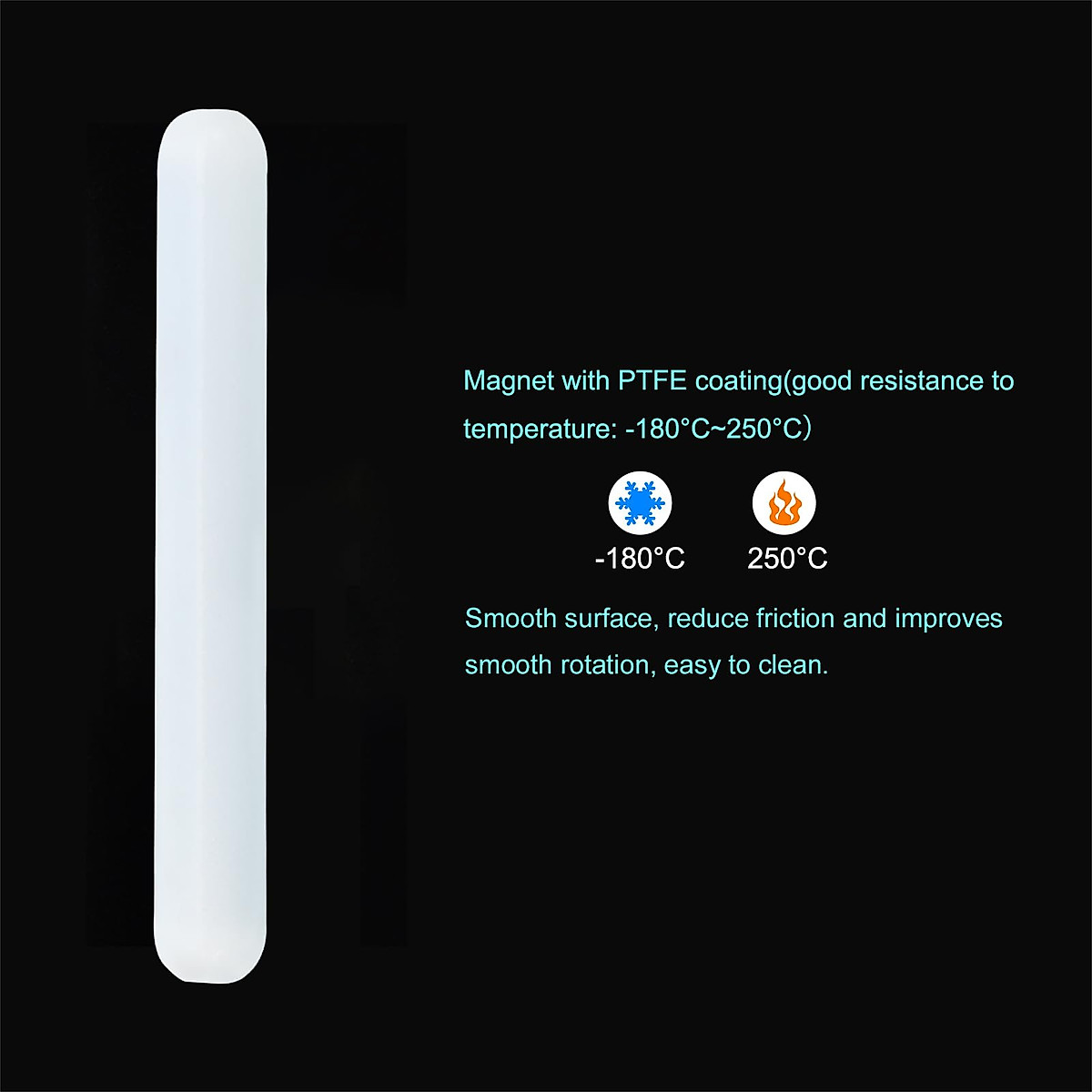 MECCANIXITY Magnetic Stirrer Mixer Stir Bar Rod 50mm/2" Cylinder Shape PTFE Coating Magnet White for Laboratory 8Pcs