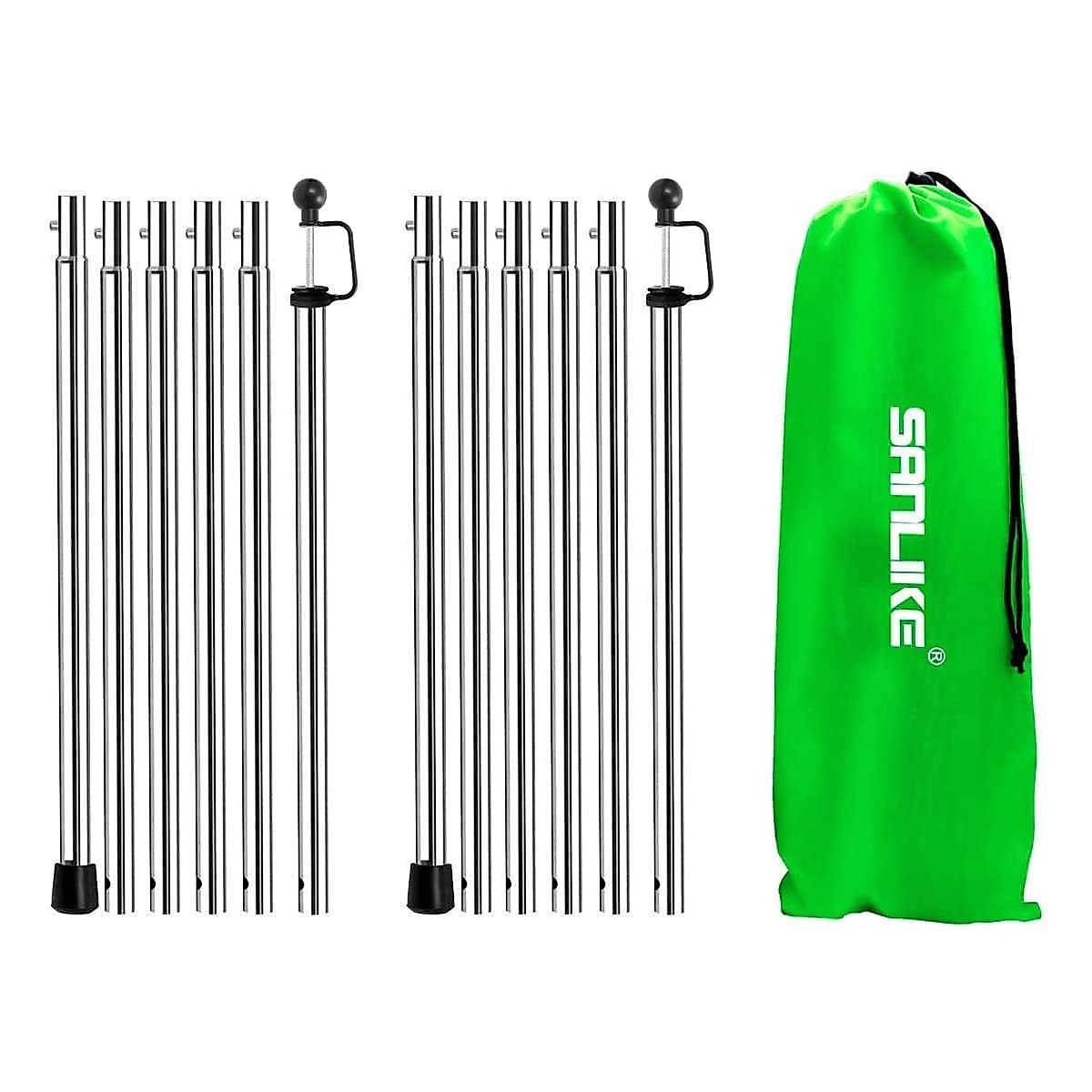 SANLIKE Tarp Poles Adjustable Tent Poles for Tarps Thickened Heavy Duty for Outdoor Canopy Shelter Awning Replacement 12pc Rods- 95in Set of 2 Canopy Poles