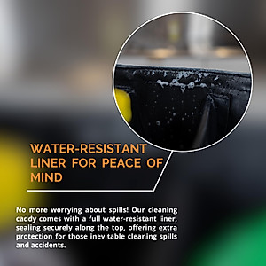 Zyno Moon Wearable Cleaning Caddy Bag with Spill Protection Liner, A Large Organizer Tote for Cleaning Supplies with Strap and Handles, for Cleaning Professionals, Auto Detailers, Housekeepers