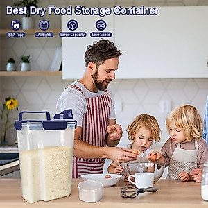 Komzon Rice Storage Container 10lb, Airtight Dry Food Cereal Containers Storage, BPA Free Rice dispenser with Pouring Spout Portable Handle for Flour Pasta Grain and Baking Pet Dog Cat Food Container