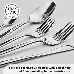 Karaca Lizbon 60-Piece Cutlery Set for 12 People -18/10 Stainless Steel, Dinnerware Tableware Silverware Service, includes Forks, Spoons, knives, forks, Teaspoons, Mirror Polished, Dishwasher Safe