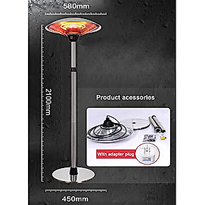 Outdoor Electric Heater,3000W Waterproof Patio Heater 3 Power Level Room Heater with Tip Over Protection,Freestanding Height Adjustable Space Heater for Indoor Basement Garage-3000w 58x160-210cm(23x63