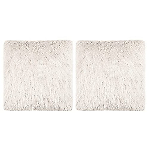 Safavieh Shag Modish Throw Pillow, 12"x22", Metallic Snow