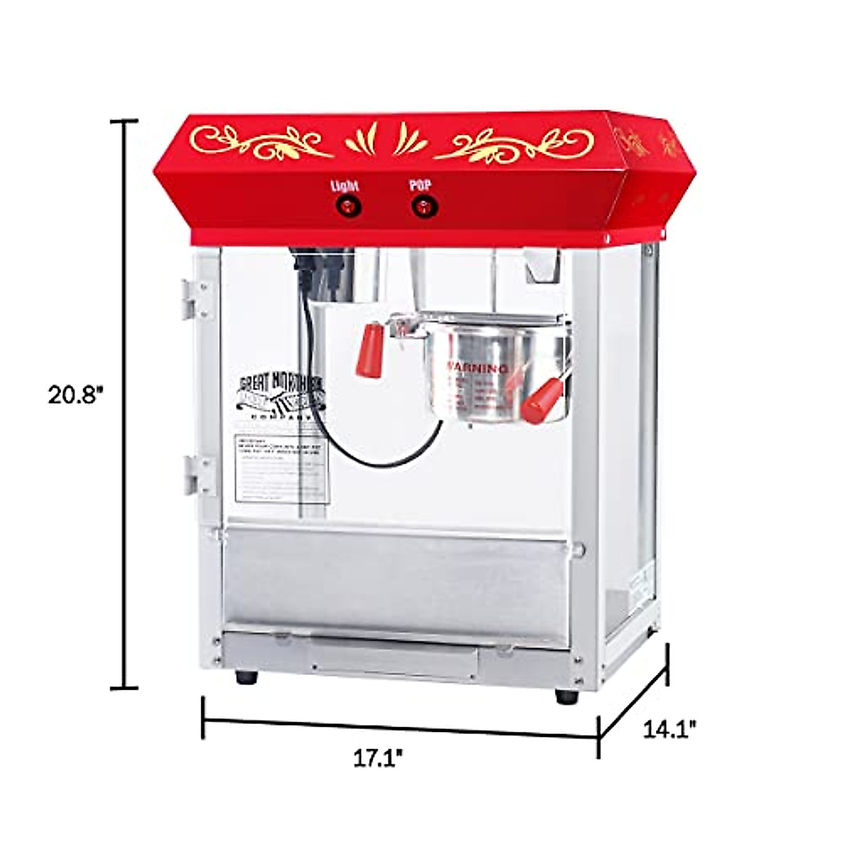 Great Northern Popcorn Red 6 oz. Ounce Foundation Old-Fashioned Movie Theater Style Popcorn Popper