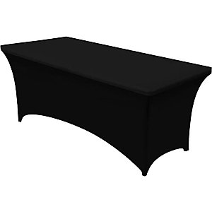Utopia Kitchen Spandex Tablecloth 1 Pack [6FT, Black] Tight, Fitted, Washable and Wrinkle Resistant Stretch Rectangular Patio Table Cover for Event, Wedding, Banquet & Parties [72Lx30Wx30H Inch]