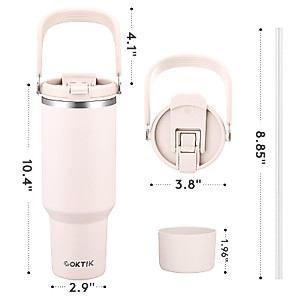 COKTIK 40 oz Tumbler with Handle and Straw, Double Insulated Tumblers with Flip Straw and Top Handle, Leakproof Tumbler, Stanley Cup, Insulated Water Bottle (Fuscia)