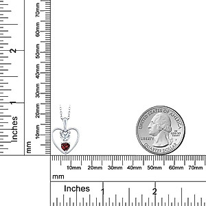 Gem Stone King 925 Sterling Silver Customized and Personalized Gemstone Birthstone and Lab Grown Diamond Love Mothers Heart Shape Pendant Necklace For Women with 18 Inch Silver Chain