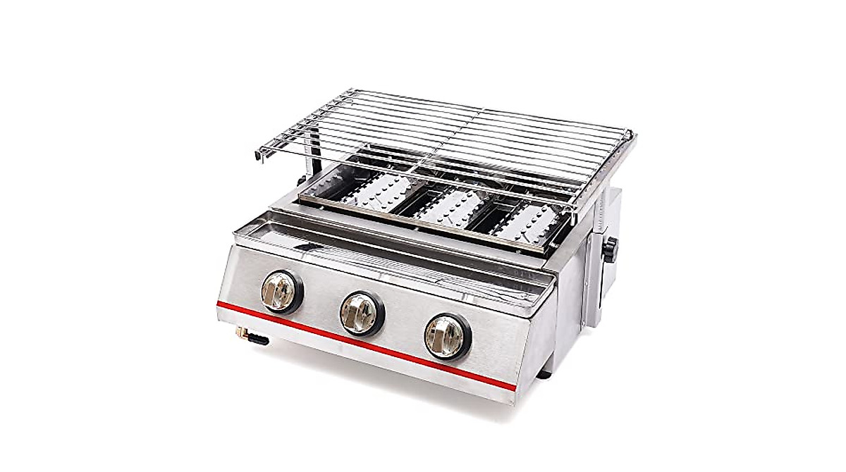 SNKOURIN 3 Burners Gas BBQ Grill,Portable Gas LPG Grill with 3 ...