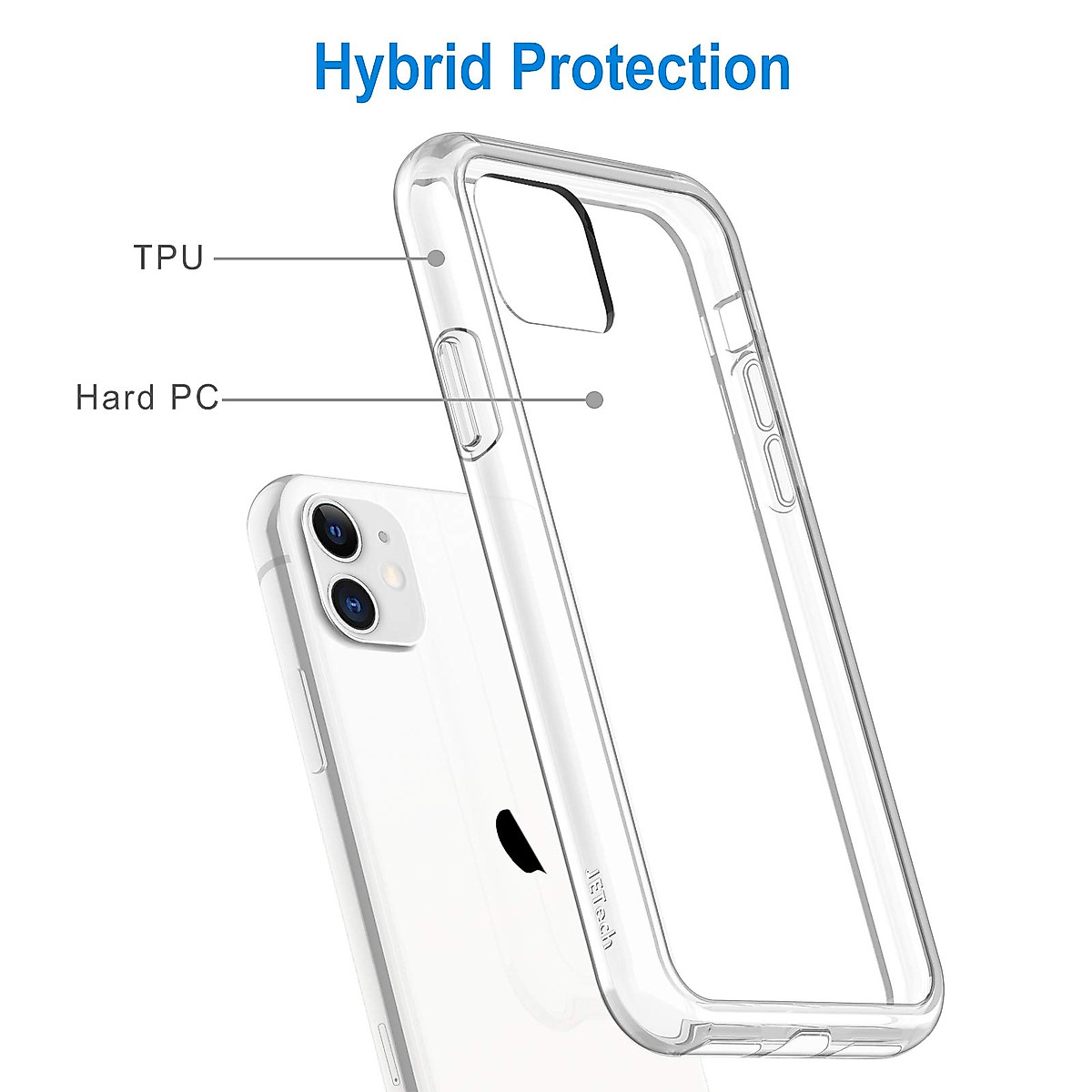 JETech Case for iPhone 11 6.1-Inch, Non-Yellowing Shockproof Phone Bumper Cover, Anti-Scratch Clear Back (Clear)