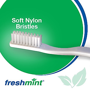 FRESHMINT (144 Pack Individually Wrapped 30 Tuft Soft Nylon Bristle Adult Toothbrush