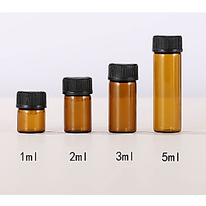 ZbFwmx 12 Pack Set Brown Screw Cap Glass Bottle Small Mini Empty Oil Amber Vial (5ml)