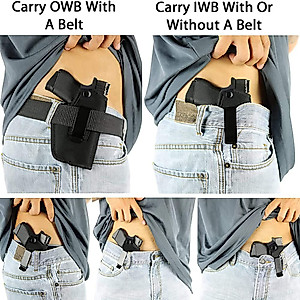 TACWINGS Universal Gun Holsters for Men Women, WB/OWB 9mm Holsters for Pistols Right Left,Concealed Carry Holster Fits S&W M&P Shield Glock 17 19 26 27 42 43 Revolver, Similar Handguns (2-Pack)