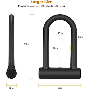 Circooter Bike U Lock, Heavy Duty Security U Cable Bike Lock Electric Scooter Anti Theft U Lock with 3Keys & Mounting Bracket Bicycle Secure Locks