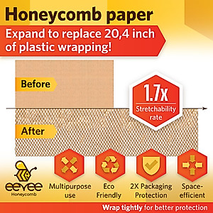 Honeycomb Packing Paper Sheets for Moving 12” x 12” Wrapping Paper Packing Sheets Honeycomb Bubble and Foam Wrap for Shipping Eco Friendly Packing Supplies for Moving 50 Pack