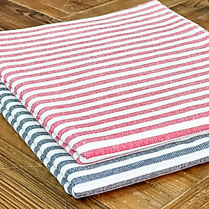 Farmhouse Ticking Red Fabric, Extra Wide Bulk Yardage, 1 Yard, 36" L x 80" W, Cotton Material for Sewing