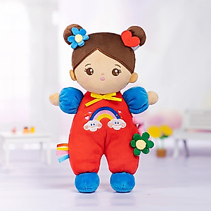 OUOZZZ Soft Baby Doll for Girls - First Hispanic Baby Doll Plush Rag Latino Doll Sleeping Cuddle Buddy Brown Skin Doll Toy for Kids 10"