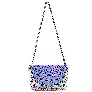 Goclothod Handbag Fashion Holographic Laser Shoulder Bag Geometric Envelope Clutch Chain Crossbody Purse for Women (Iridescent)