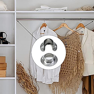 Tighall 6PCS Heavy Duty Stainless Steel Closet Pole Sockets Rod End Support Flange Rod Holder Set Wall Mount Pipe Bracket with Screws for Closet Wardrobe Shower Curtain Rod (Fit 25mm / 1", Silver)