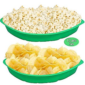 Palm Leaf Serving Trays | 12 Pcs Green Plastic Hawaiian Snack Trays | Luau Party Decorations Serveware | Tropical Party Serving Platter | BBQ, Summer, Beach, Island, Jungle Serving Tray | by Anapoliz