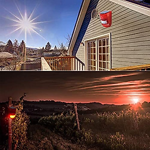 Aolyty Solar Motion Sensor Detector Alarm Lights LED Warning Strobe Flashing Light with 110dB Sound IP65 Waterproof 4 Work Modes Solar Security Siren Light for Home Warehouse Farm Yard (Red)