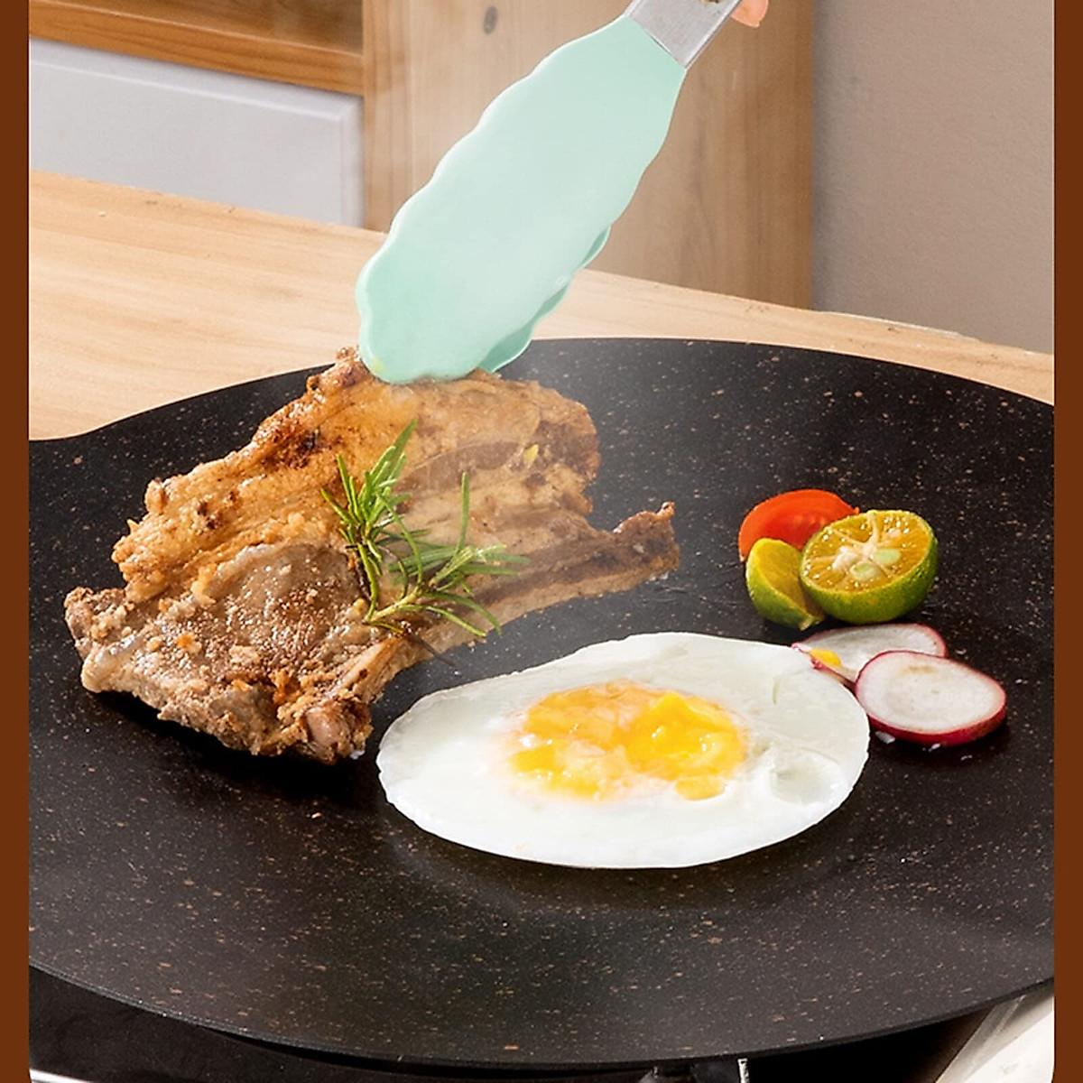 SunshineFace Grill Pan Korean BBQ Grill Pan Non-stick Grill Pan Circular Griddle Pan Korean BBQ Griddle Pan for Stove Top Restaurant Camping Gas Open Fire, 28CM