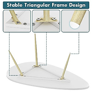 SAYGOER Modern Coffee Table Small White Coffee Tables for Small Space Unique Simple Oval Center Table with Wood Frame for Living Room 22.2" D x 42.5" W x 17.1" H