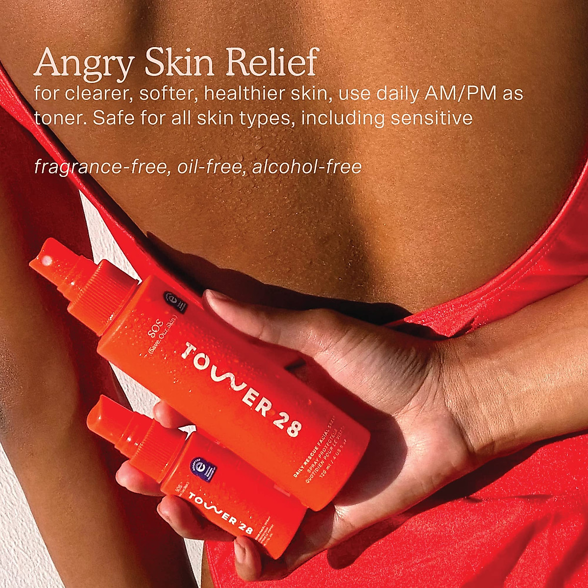 Tower 28 SOS Daily Rescue Facial Spray, TSA-Approved Travel-Size | Soothing and Refreshing pH Balancing Toner | Hypochlorous Acid for Sensitive Skin | 1 Fl Oz