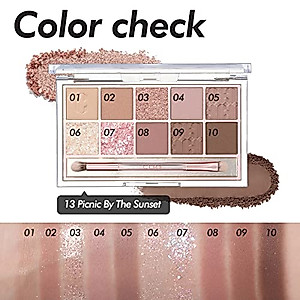 CLIO Pro Eye Shadow Palette, Matte, Shimmer, Glitter, Pearls, Highly Pigments, Long-Wearing (013 PICNIC BY THE SUNSET)