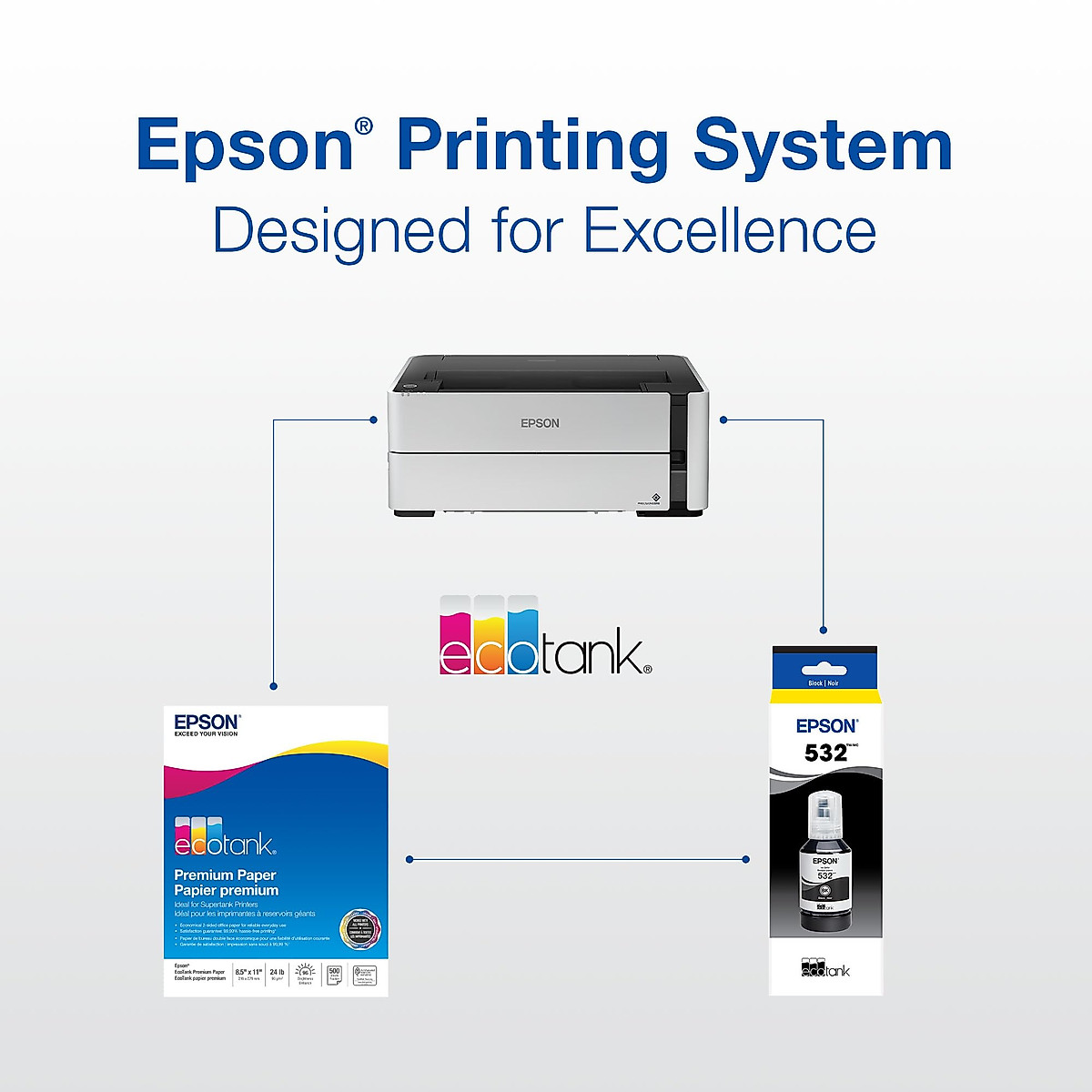 EPSON T532 EcoTank -Ink Ultra-high Capacity Bottle Black (T532120-S) for Select Epson EcoTank Printers
