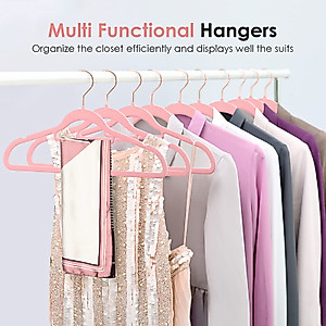 DUDUCOFU Velvet Hangers Non Slip Felt Hangers, 30 Pack Pink Velvet Hangers Clothes Hangers Space Saving Slim Hangers with 360 Degree Swivel Hook for Suits Coats, Jackets, Pants, and Dress Clothes
