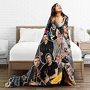 Blanket Jeffrey Dean Morgan Soft and Comfortable Warm Fleece Blanket for Sofa,Office Bed car Camp Couch Cozy Plush Throw Blankets Beach Blankets