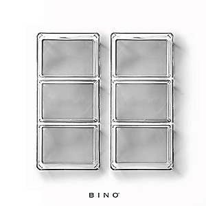 BINO | 3-Compartment Plastic Drawer Organizer, Light Grey - 2 Pack | THE ARTISAN+ | Multi-Use Storage Bins | Silicone Base, Non-Slip Rubber Feet | Makeup Organizer for Vanity | Desk Organizers