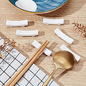 OLYCRAFT 6Pcs White Ceramic Spoon Rest Ceramic Stable Small Spoon Rest Coffee Spoon Rest Porcelain White Spoon Holder Chopsticks Stands Utensil Holder for Kitchen Counter Dining Table Decor