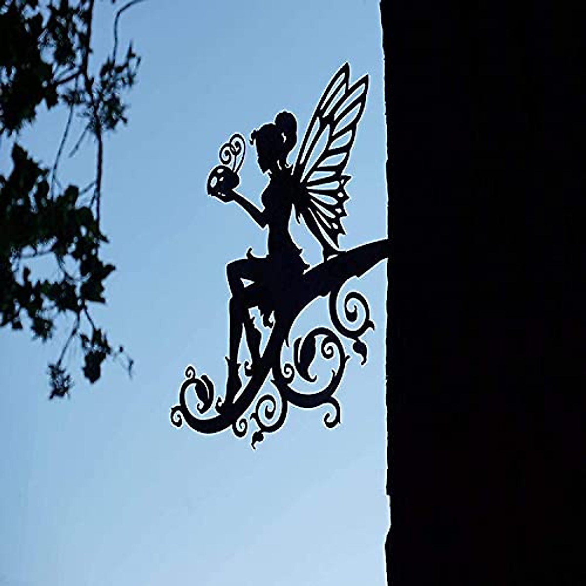 Outdoor Decor Metal Art Fairy Silhouette Sculpture Garden Lawn Backyard Tree Ornaments