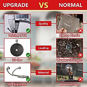 Booda Brand Adhesive Hooks 30lbs Max Heavy Duty Double Wall Hooks for Hanging No Damage, Waterproof & Rustproof Stainless Towel Hooks for Bathroom, Kitchen Home and Office (6, Large)