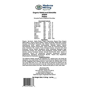 Modesto Milling Organic, Non GMO Rabbit & Chinchilla Pellets, 25 lbs; Item# 5044
