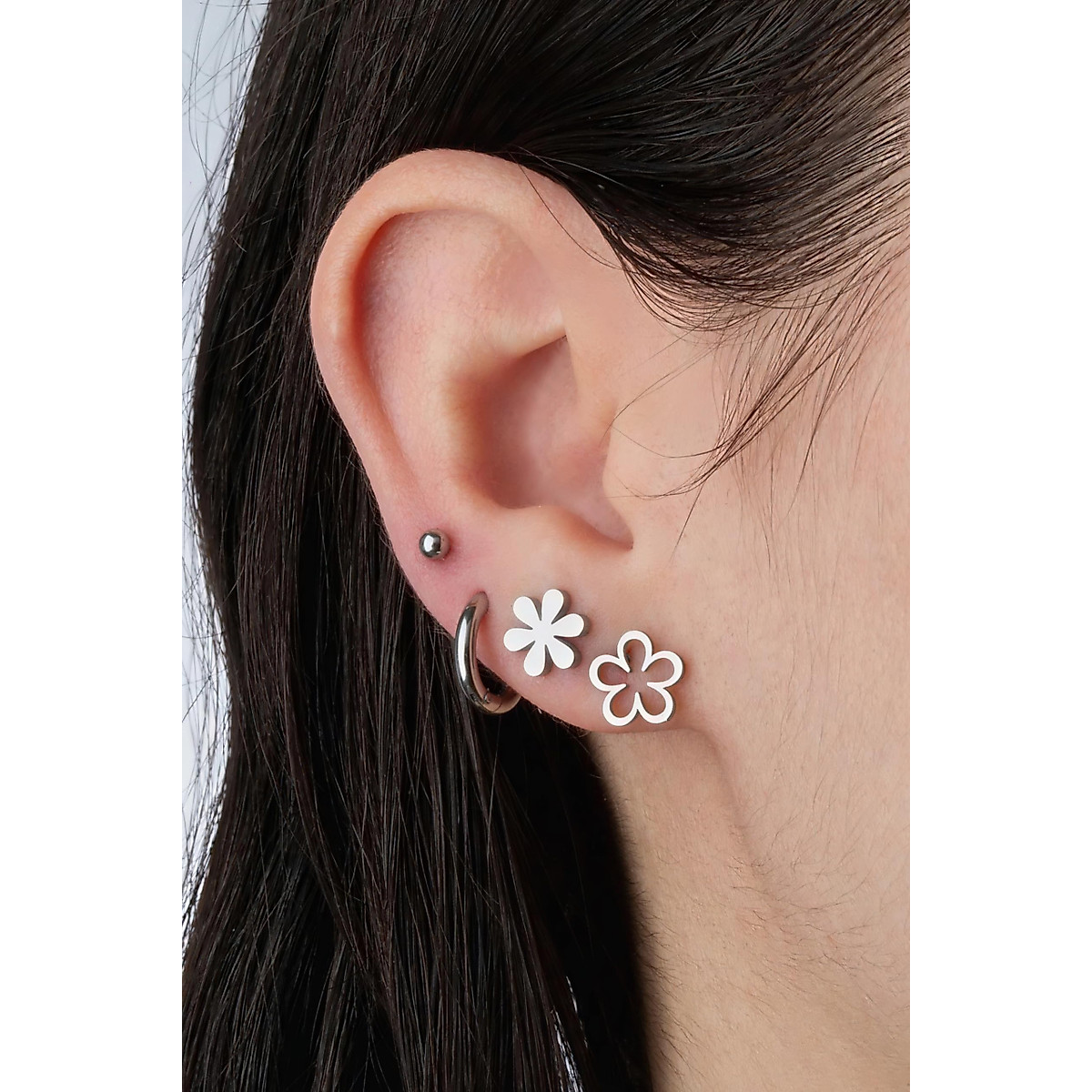 18GA 316L Stainless Steel 2mm Thick Hinged Round Hoop Earrings, Sold as a Pair (8mm Diameter, Black)