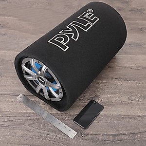 Pyle 8-Inch Carpeted Subwoofer Tube Speaker - 400 Watt High Powered Car Audio Sound Component Speaker Enclosure System w/ 2” Aluminum Voice Coil, 4 Ohm, 30Hz-700kHz Frequency - Pyle PLTB8,Black