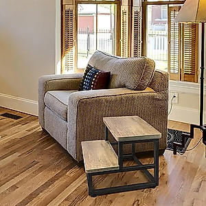 TSTWETO Step Stools for Adults, 2 Step Stool for Kids, Wooden Bed Steps for High Beds, Heavy Duty Wood Bedside Stepping Stool for Kitchen Bathroom, Hold Up to 550 Lbs Capacity-Brown