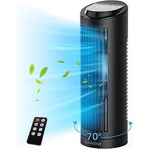 Tower Fan for Bedroom, 20ft/s Quiet Cooling Fan, 70° Oscillating Floor Fan with Remote,Led Display,3 Speed Options,4 Modes,12Timer,13“ Bladeless Portable Table Fan for Bedroom Office Home Black